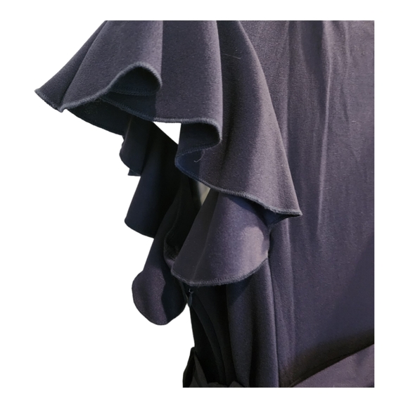 Oten | Dresses | Nwt Oten Navy Deep V Neck Ruffle Sleeve Sheath Faux ...